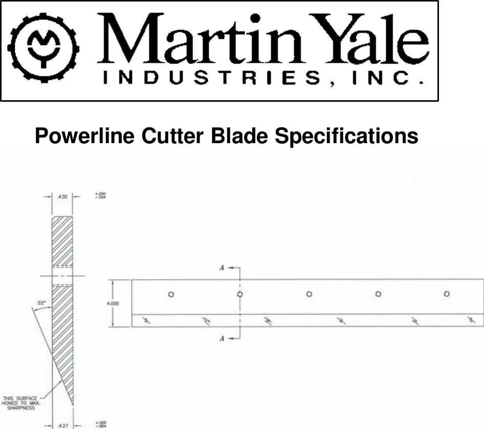 MyBinding Martin Yale Pl21 Blade Specifications User Manual