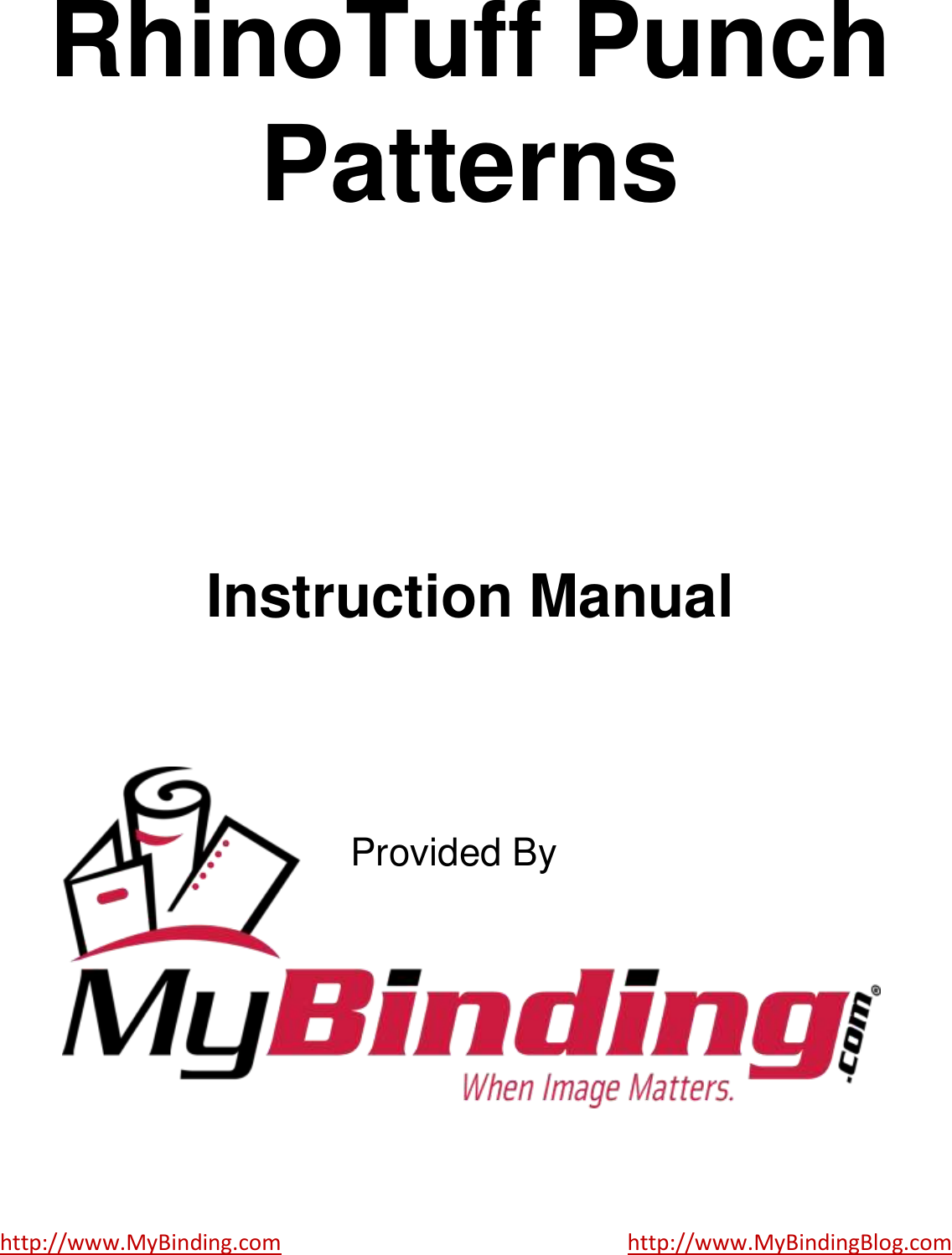 MyBinding Rhinotuff Punch Patterns User Manual Rhino Tuff