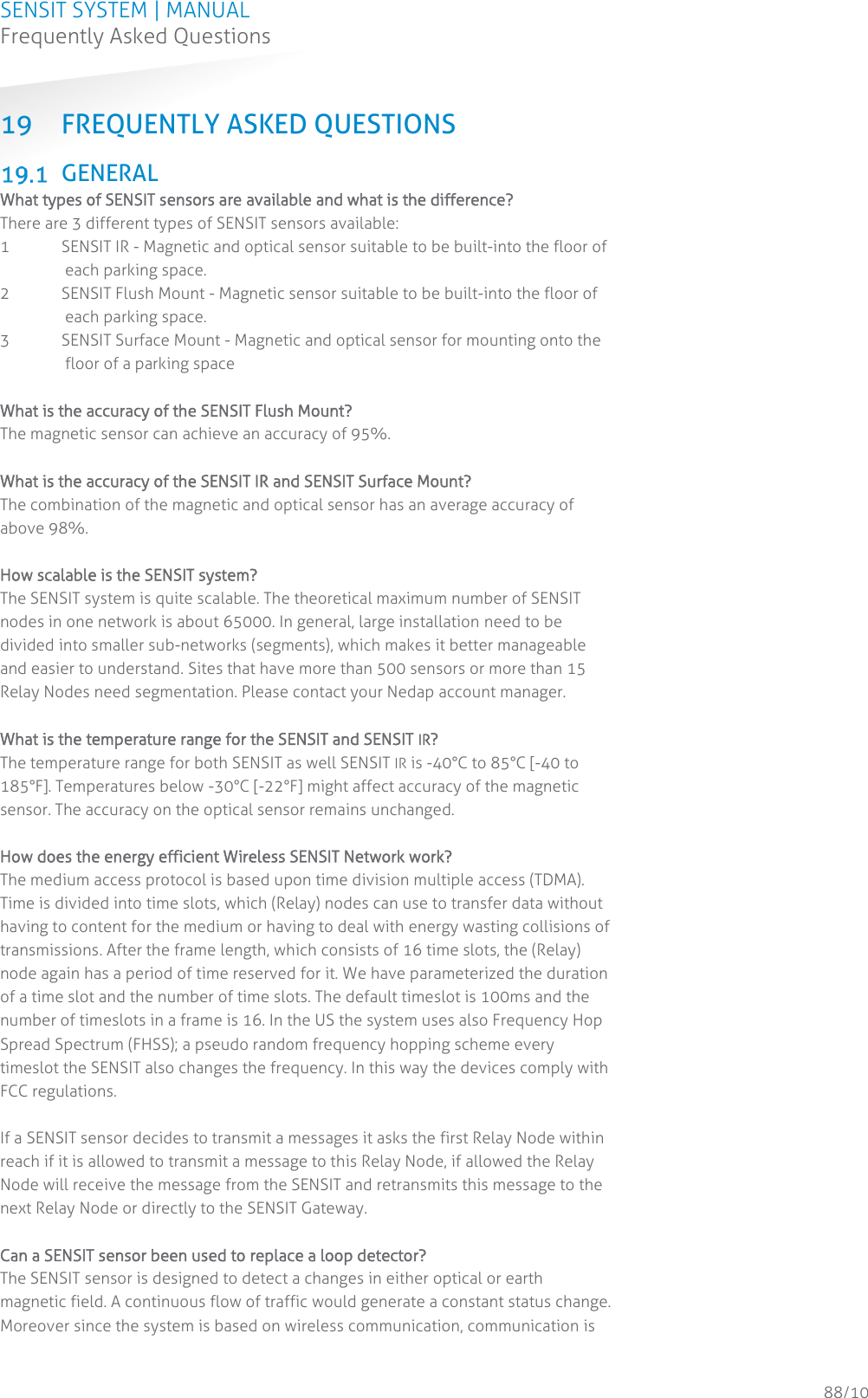 N V Nederlandsche Apparatenfabriek NEDAP SENSIT Parking sensor User Manual Report