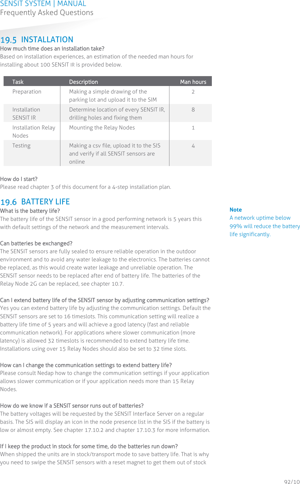 N V Nederlandsche Apparatenfabriek NEDAP SENSIT Parking sensor User ...
