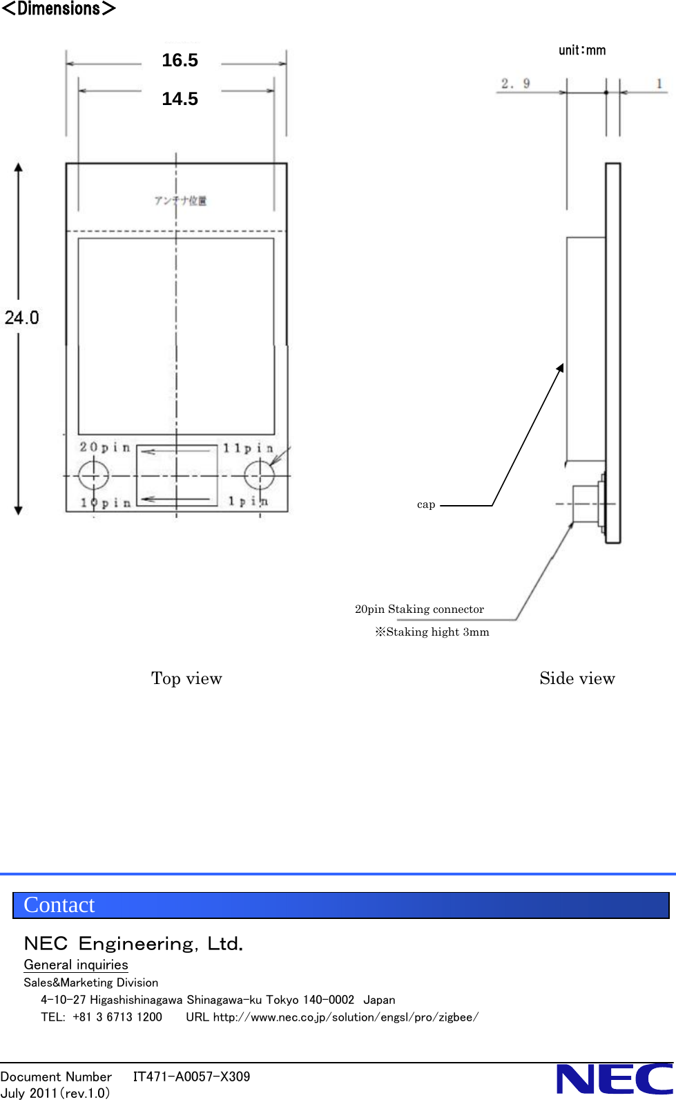 NEC Engineering 275 2.4 GHz Wireless Transceiver Module User Manual ZBFS SP