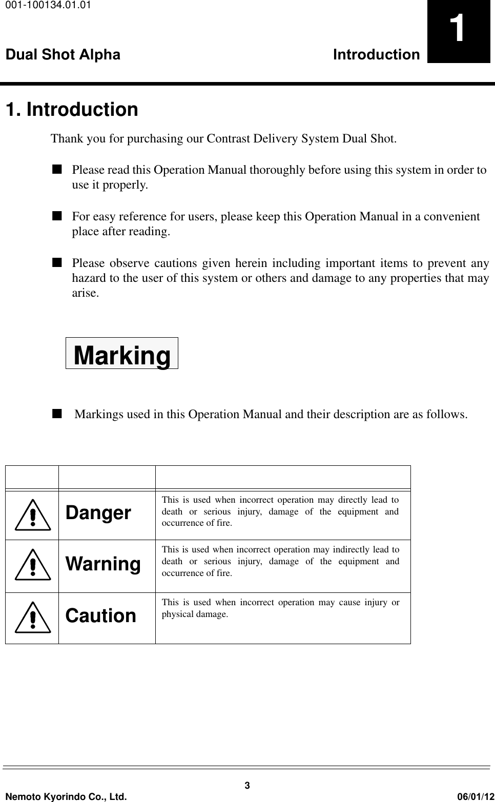 NEMOTO KYORINDO 0001 Dual Shot Alpha User Manual