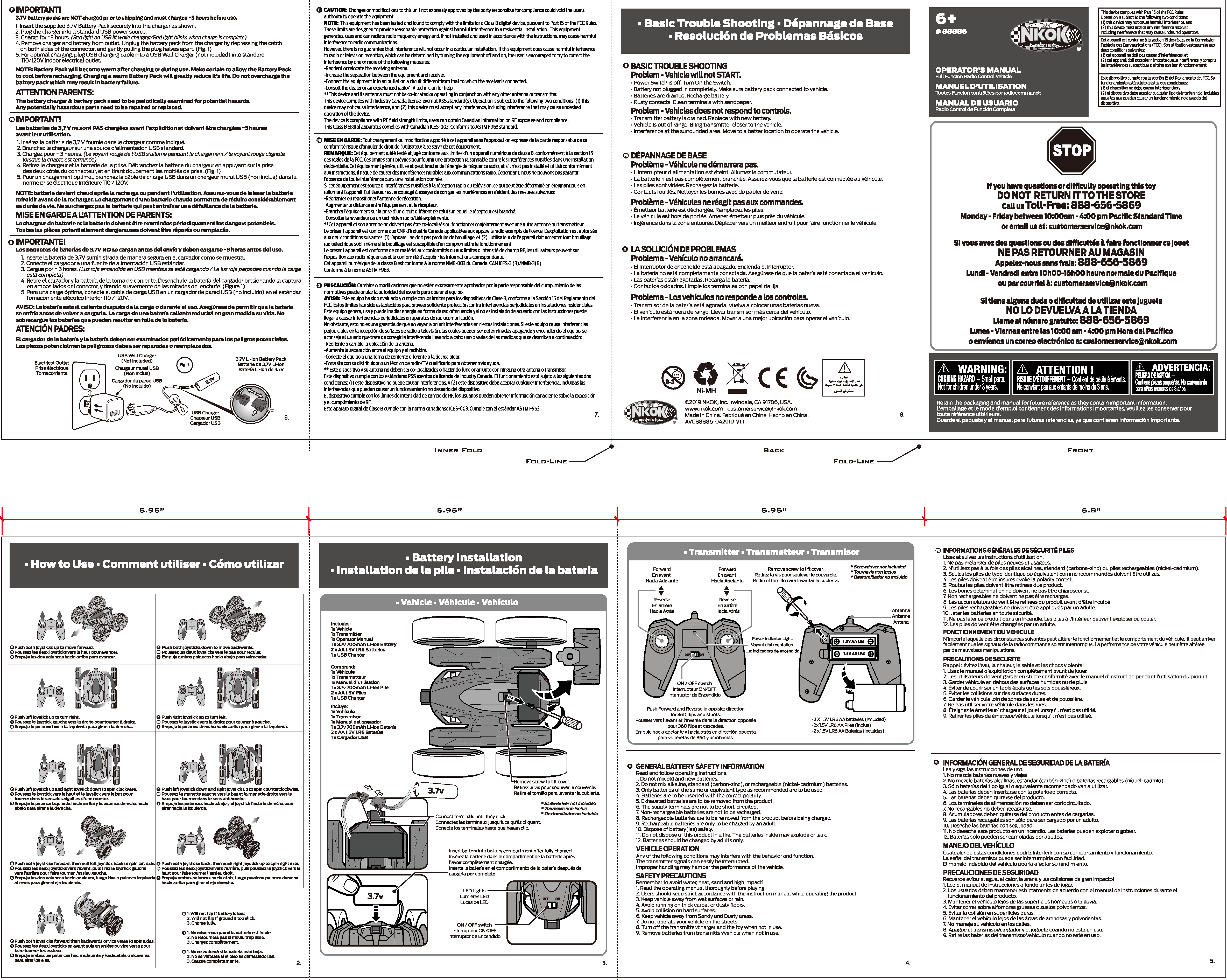 NKOK SX061824TX RC Car User Manual 88886 IM 1 1 OP