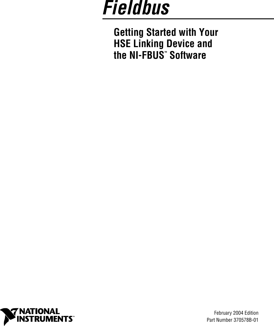 National Instruments Hse Linking Device And The Ni Fbus Software ...