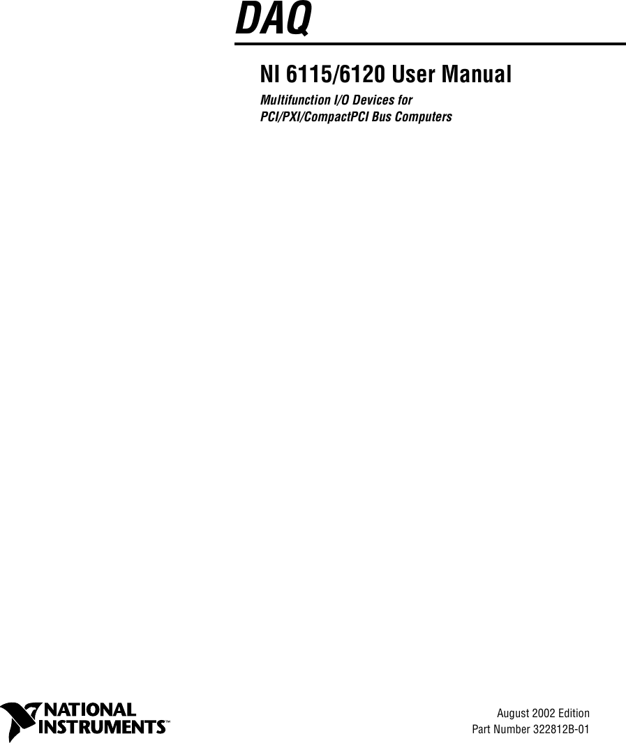 National Instruments Ni 6115 Users Manual 6115/6120 User