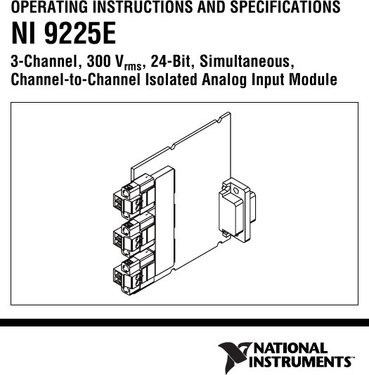 National Instruments Ni 9225E Users Manual Operating Instructions And ...