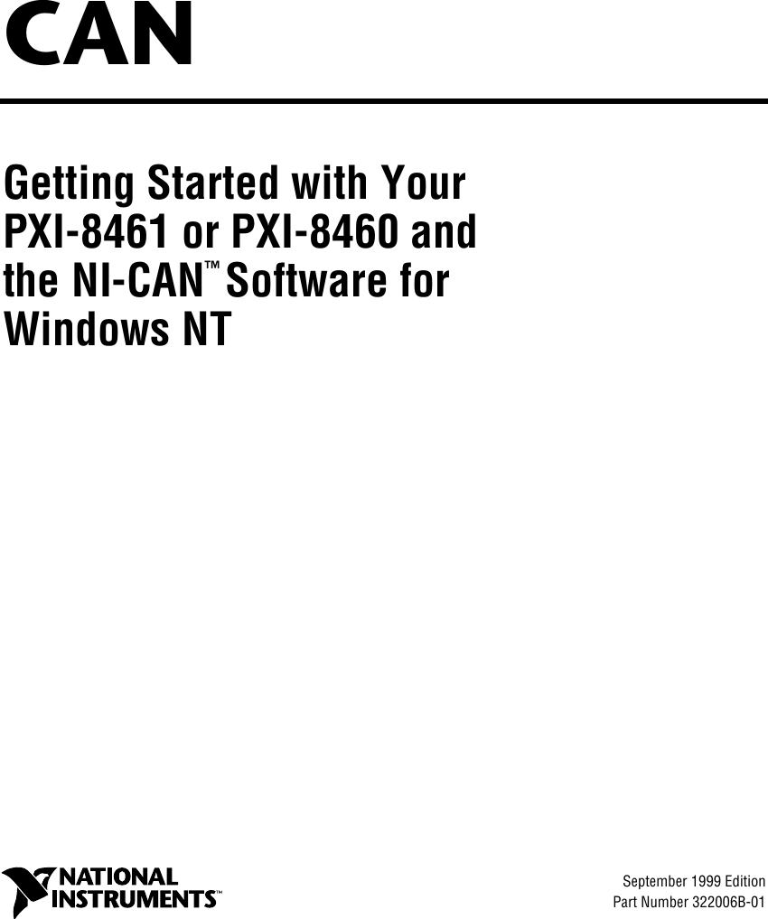 National Instruments Ni Cantm Software For Windows Nt Users Manual ...