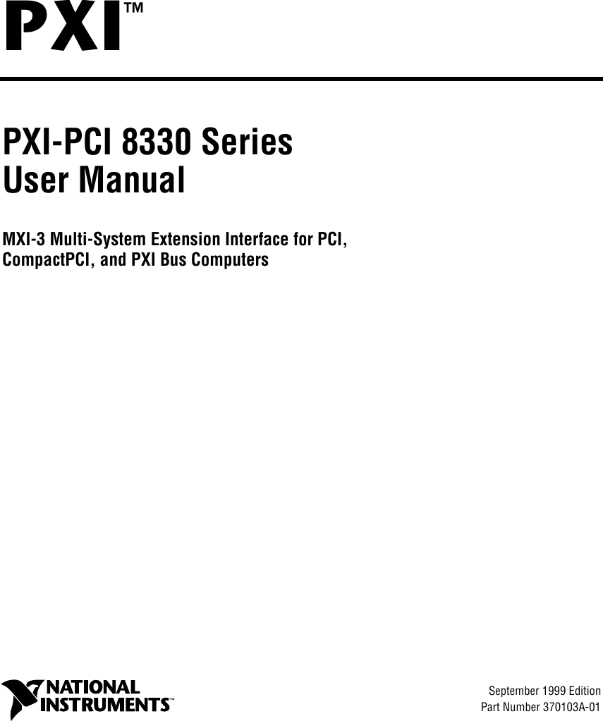 National Instruments Pxi Pci 8330 Series Users Manual User