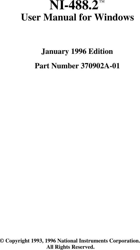 National Instruments Time Clock Ni 488 2 Users Manual 488.2 User For ...