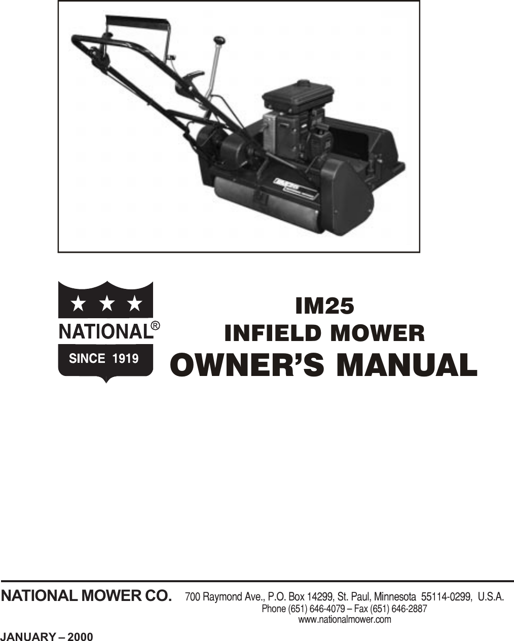 National Mower Im25 Users Manual NL68OMCE