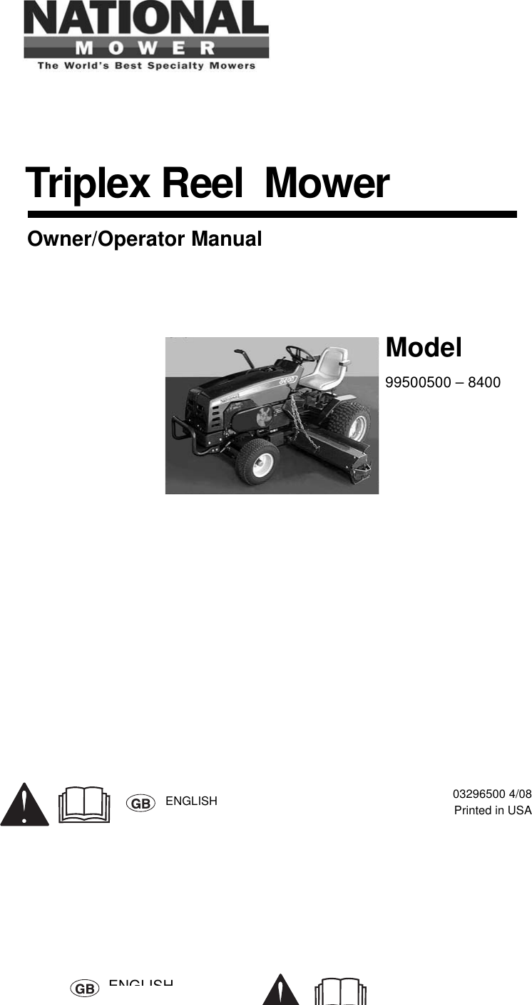 National Mower Triplex Reel 99500500 8400 Users Manual 03296500_8400_DOM_GB
