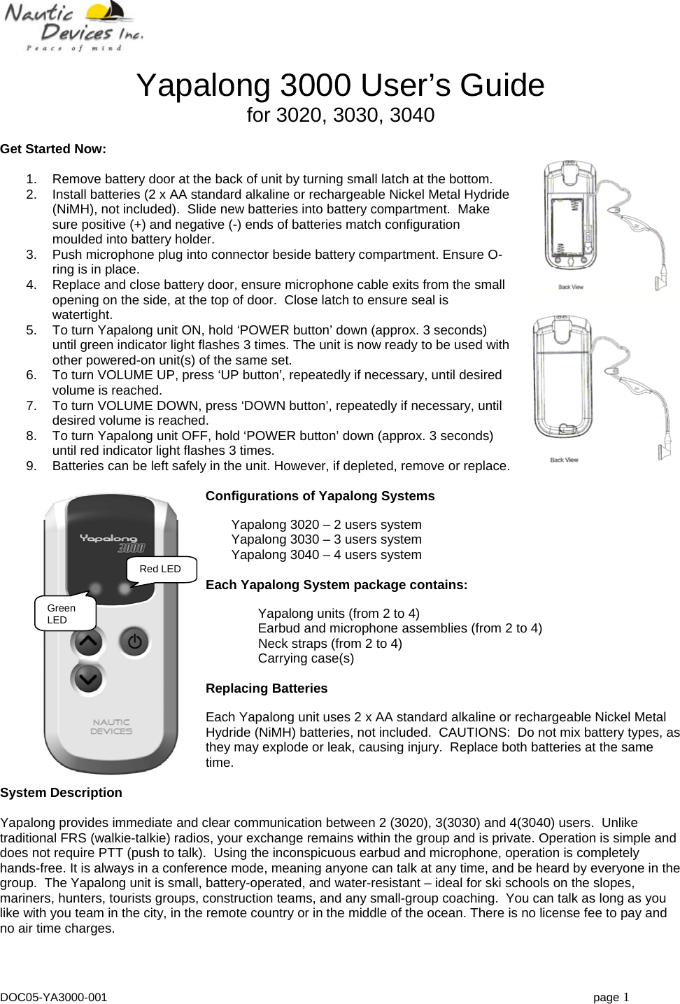 Nautic Devices YAPALONG3000 YAPALONG 3000 User Manual GroupTalk ...