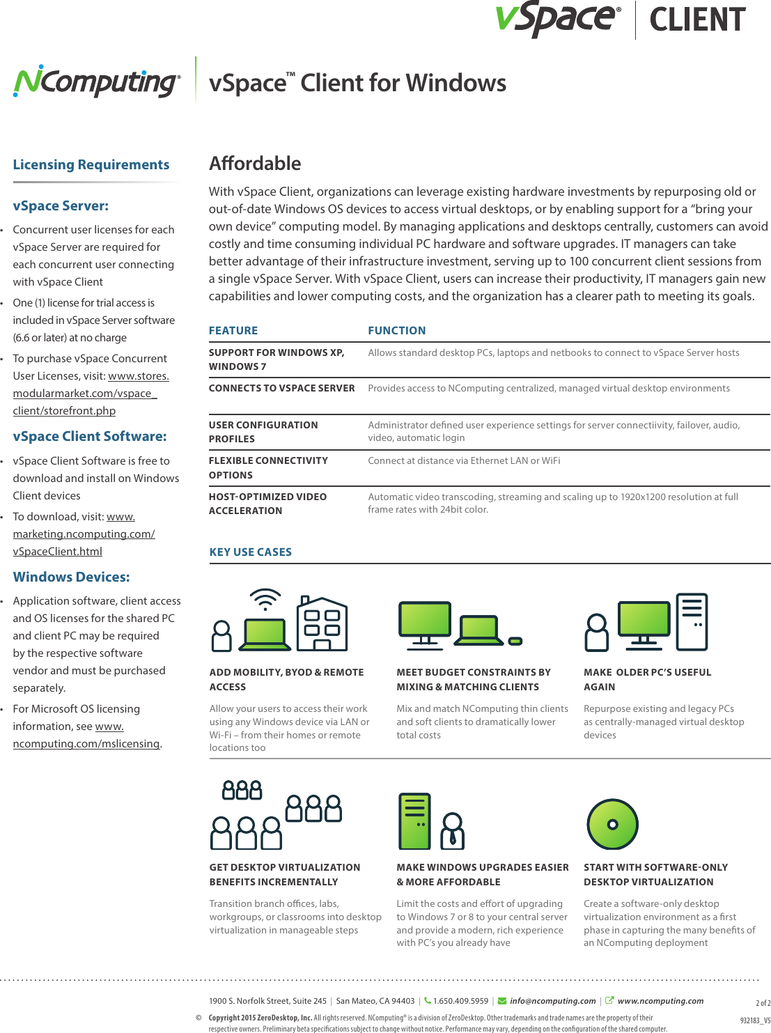 Ncomputing Vspace Client Datasheet