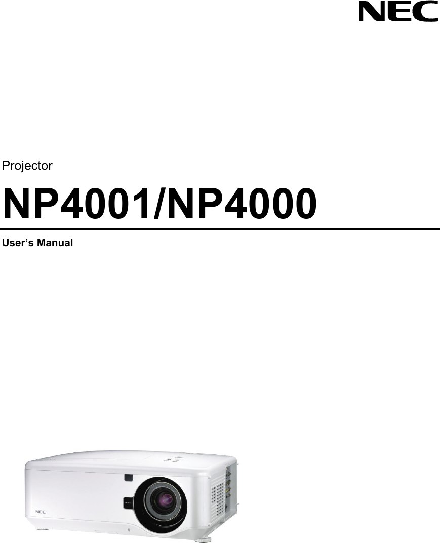 Nec Np4001 Np4000 Users Manual