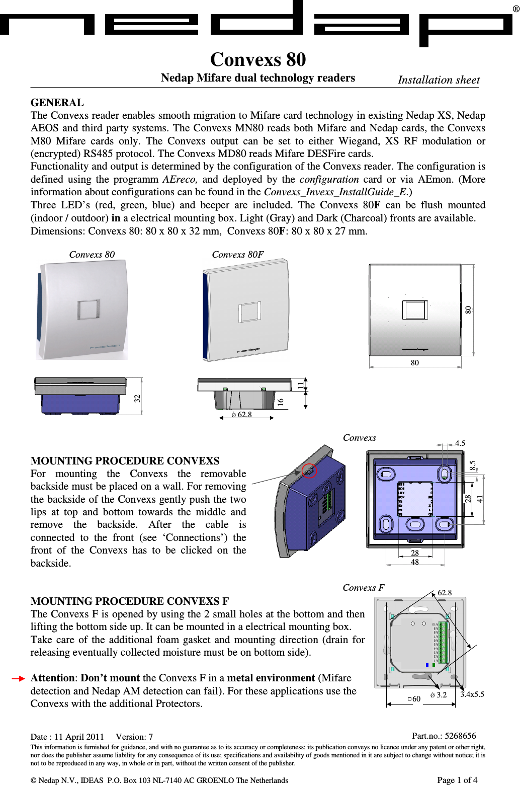 Nedap N V CONVEXSM Inductive Proximity RFID Cardreader User Manual ...