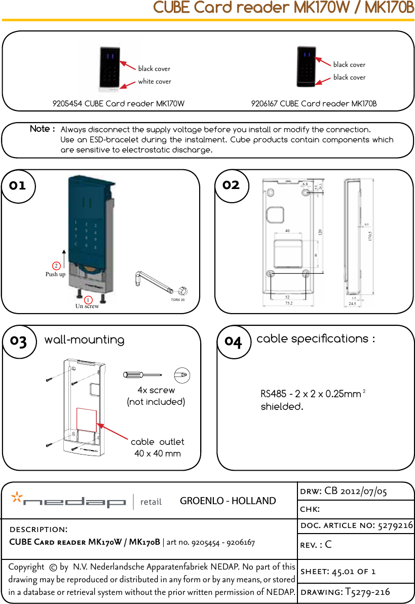 Nedap N V INVEXS170 Inductive Proximity Card Reader User Manual quick ...