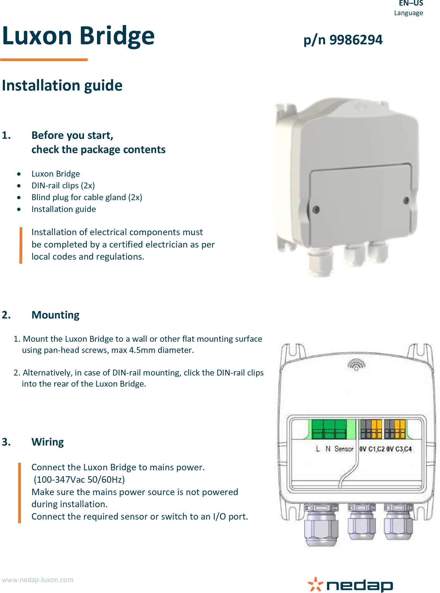 Nedap N V LWBRDG Low power communication device User Manual IG Luxon ...