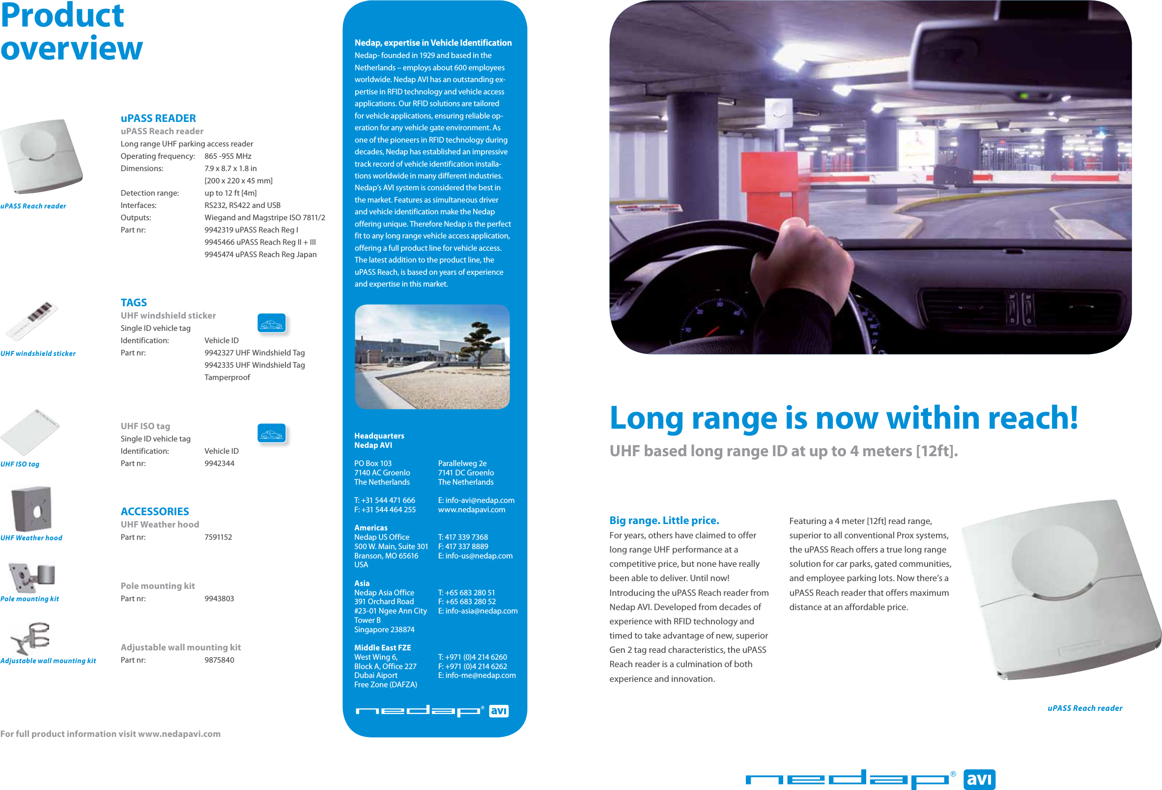 Nedap N V UPASSREACH UHF RFID Reader for EPC Gen2 Class 1 tags User ...
