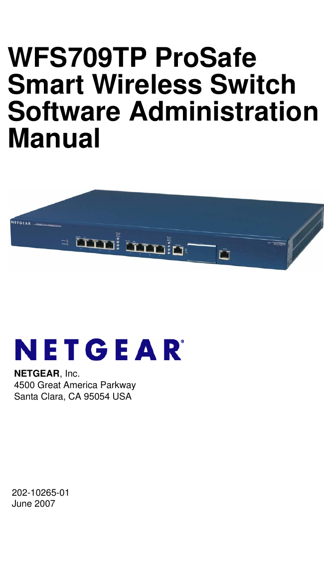 Netgear Prosafe Wfs709Tp Smart Wireless Controller 100Nas Users Manual ...