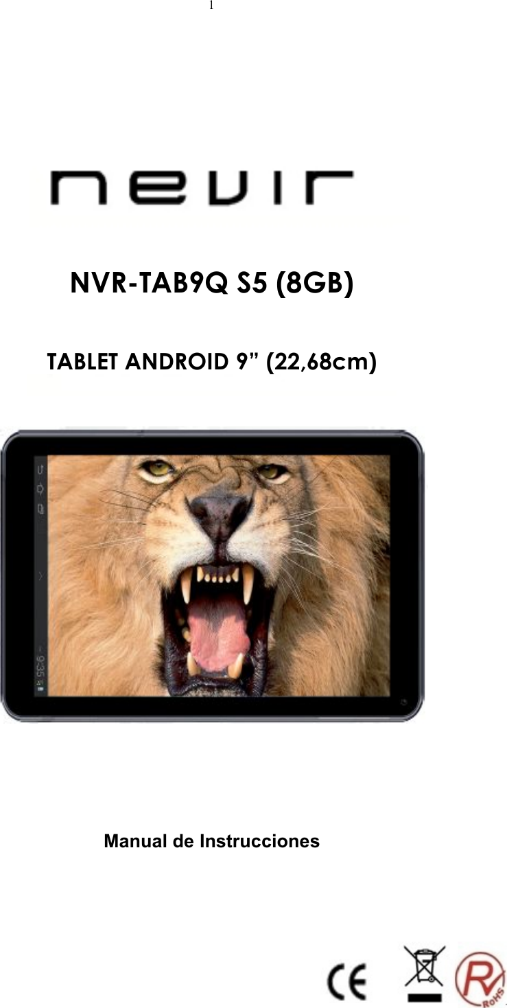 Nevir Nvr Tab9 Q S5 8Gb Instruction Manual Handle Your Tablet With Care