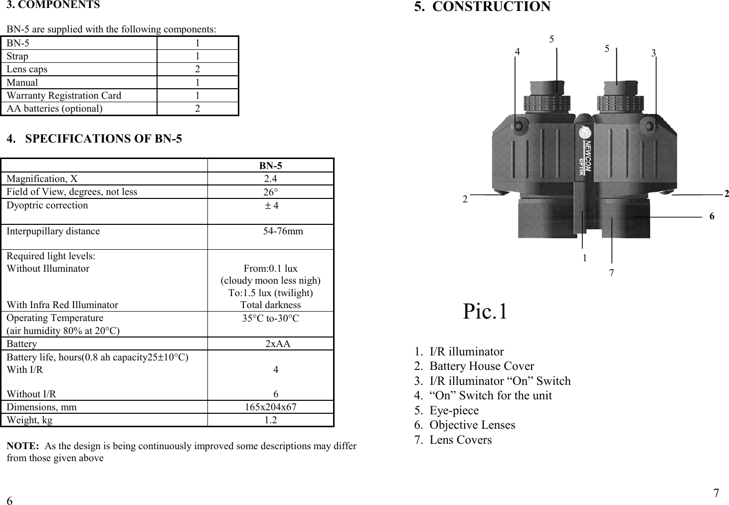Newcon Optik Bn 5 Users Manual OPERATION