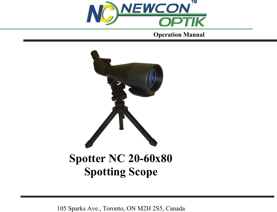 Newcon Optik Nc 20 60X80 Users Manual SpotterNC