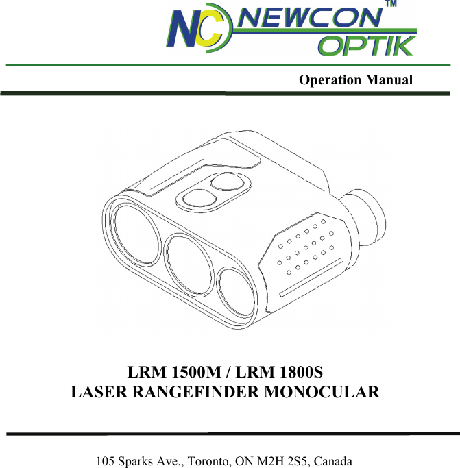 Newcon Optik Hunting Equipment Lrm 1500M Users Manual 1800S 6KML