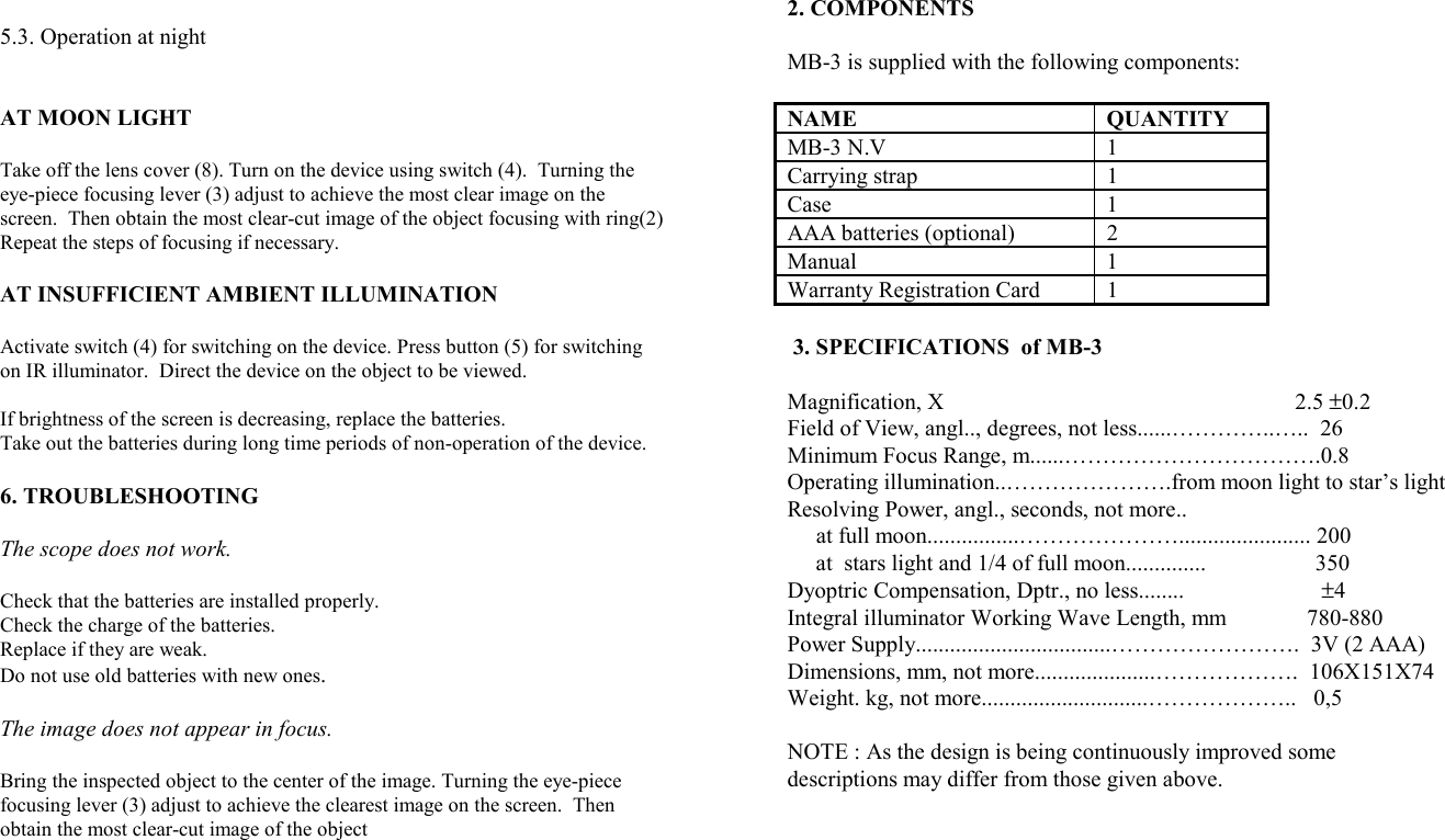 Newcon Optik Microscope And Magnifier Mb 3 Users Manual MB3PT