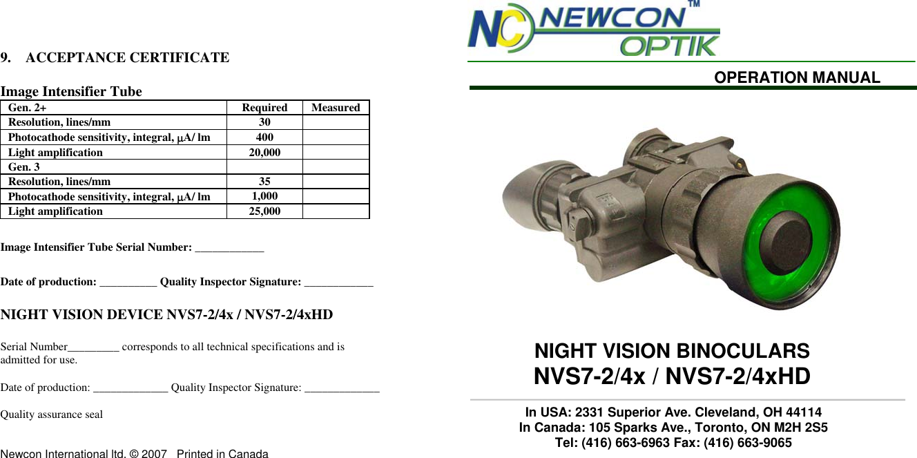 Newcon Optik Nvs7 2 4X Users Manual 2_4x _ 2_4xHDpt