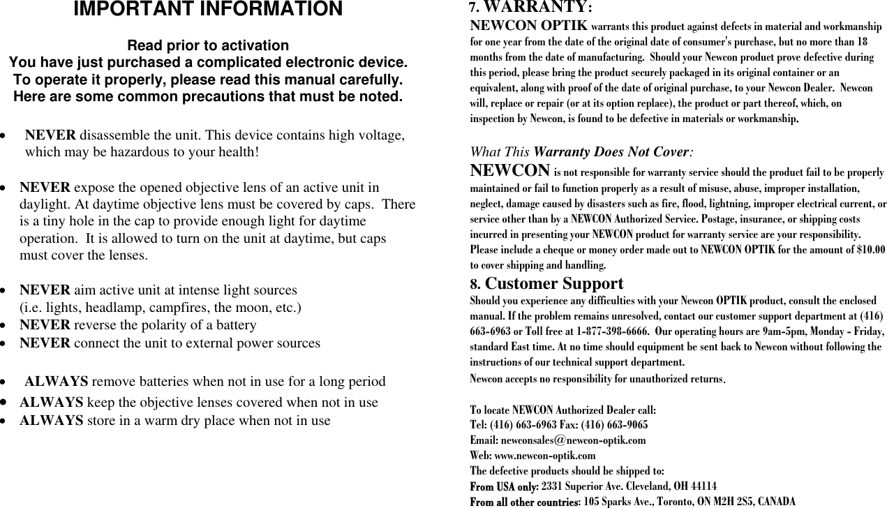 Newcon Optik Nvs7 2 4X Users Manual 2_4x _ 2_4xHDpt