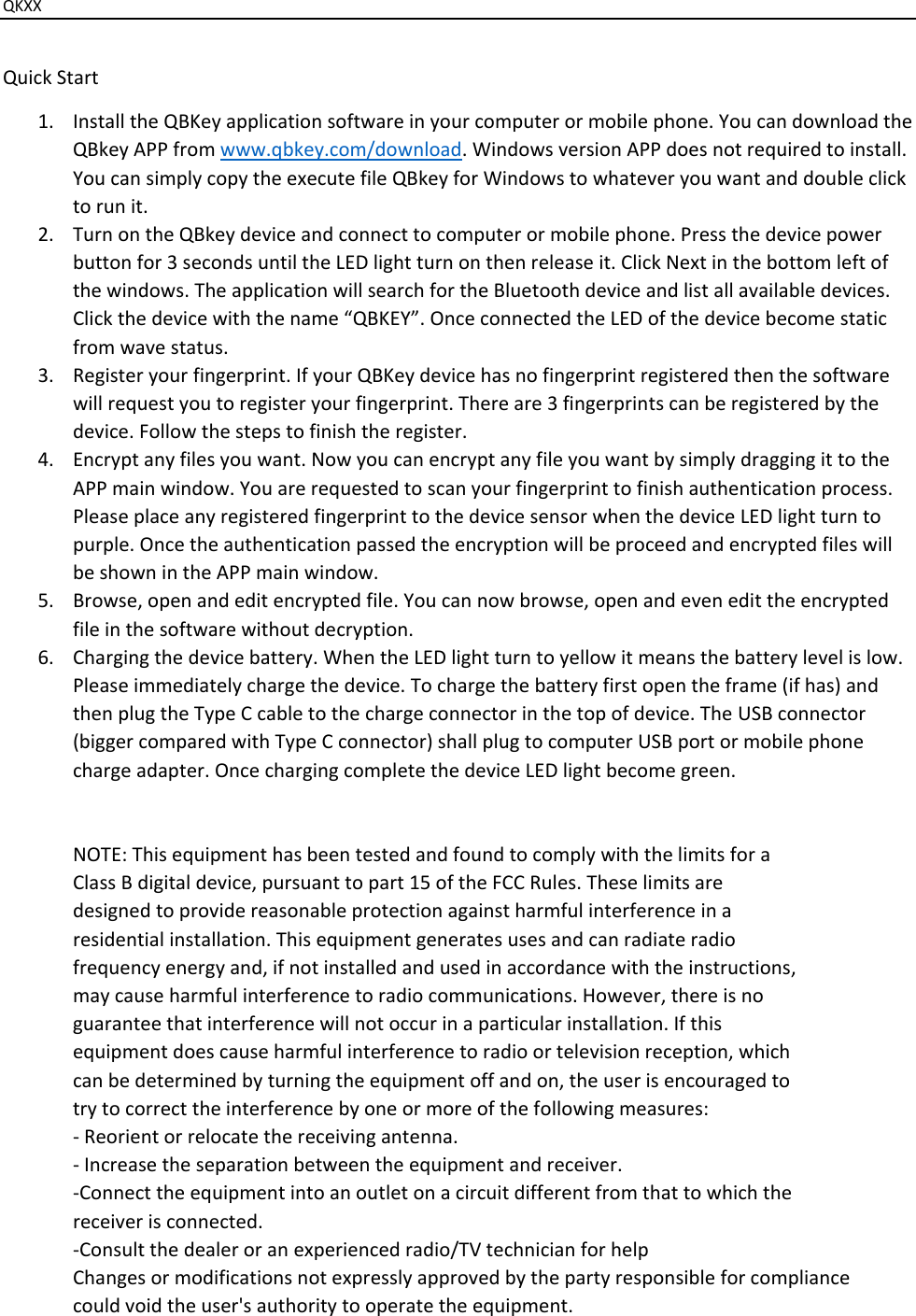 Niip QKXX Fingerprint Encryption Key User Manual