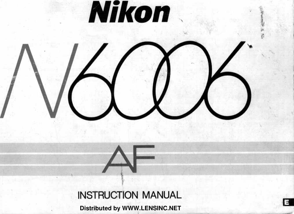 Nikon N6006 Af Operating Instructions Instruction Manual