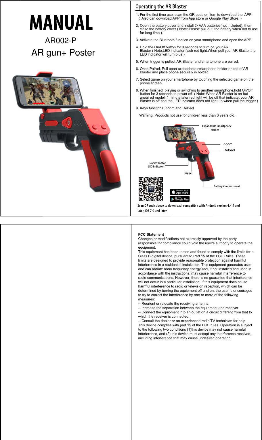 Ningbo Zhonghai Electrical Appliance AR002-P AR gun+ Poster User Manual AR