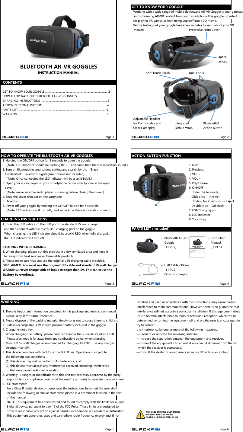 Ningbo Zhonghai Electrical Appliances ARVR001-BT BT AR/VR Headset User ...
