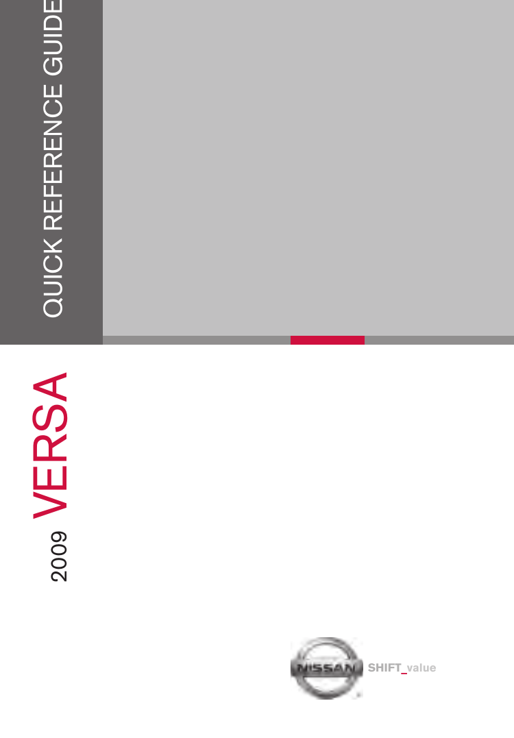 Nissan Versa 2009 Users Manual Quick Reference Guide