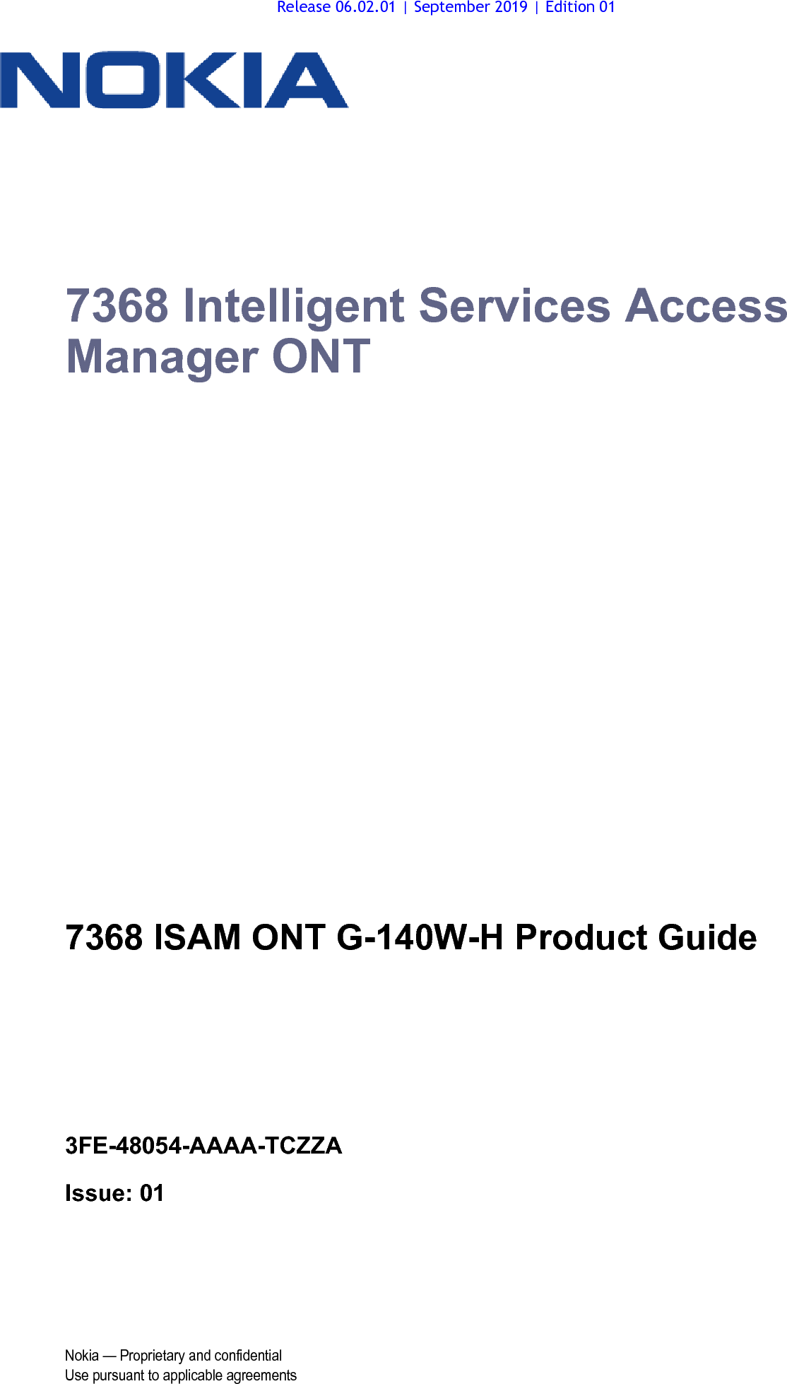 Nokia Bell G140WH 7368 ISAM ONT G-140W-H User Manual 7368 ISAM ONT G ...