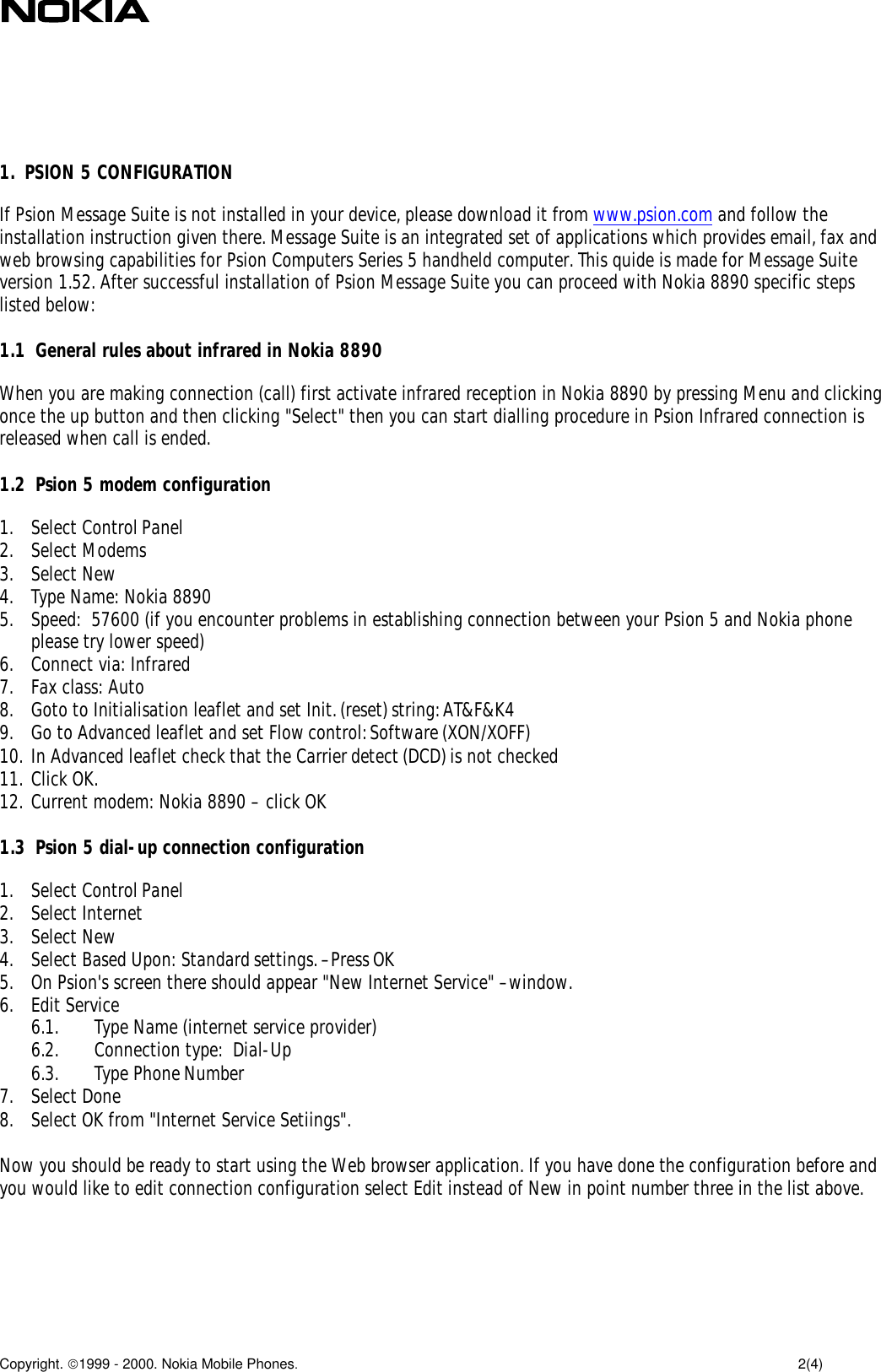 Nokia Internet Modem Guide de l utilisateur