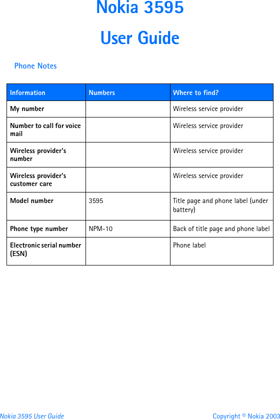 Nokia 3595 Users Manual 3595.ENv1_9355727_030703
