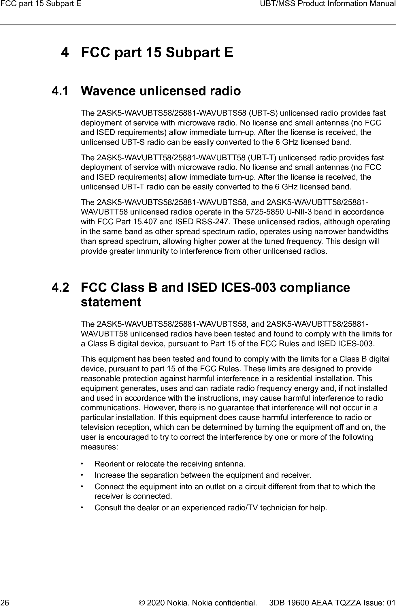 Nokia WAVUBTS58 Wavence UBT-S 5.8-6GHz HP User Manual UBT MSS Product ...