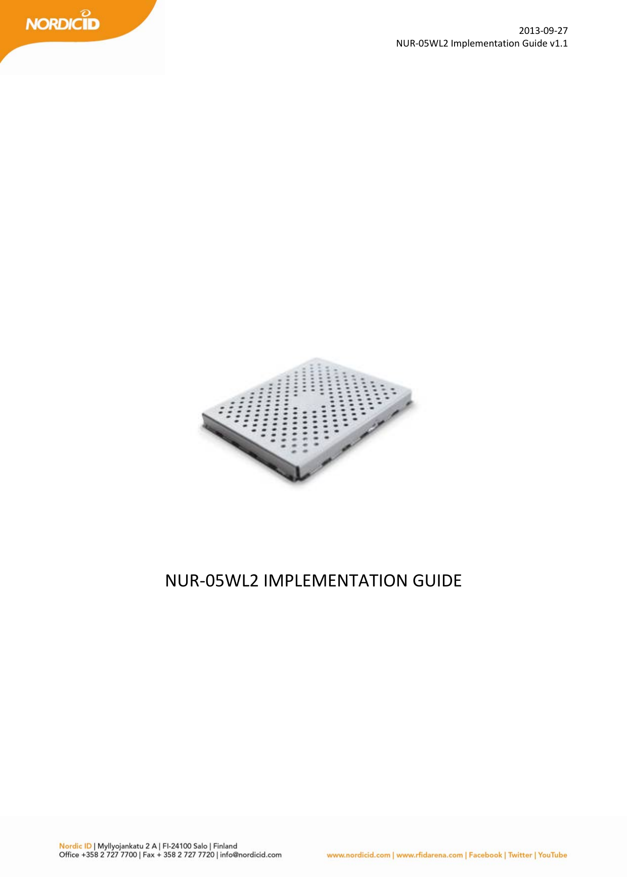 Nordic ID NUR05WL2 Nordic ID UHF RFID Reader Model NUR-05WL2 User ...