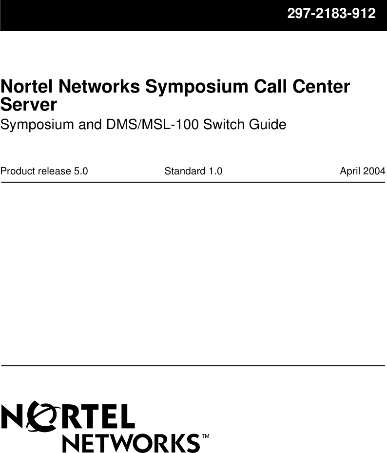Nortel Networks Dms Msl 100 Users Manual Switch Guide