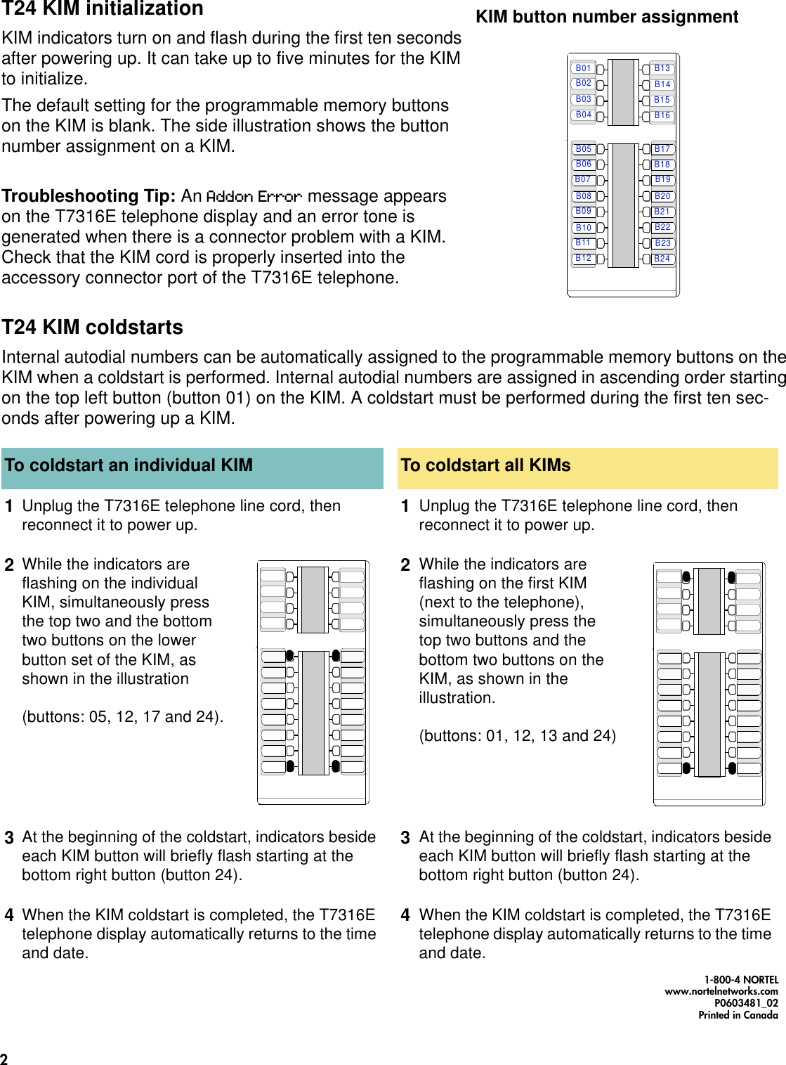 Nortel Networks Sonar T24 Users Manual Key Indicator Module (KIM ...