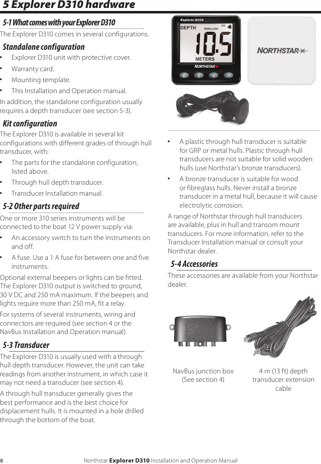 Northstar Navigation Depth Instrument Explorer D310 Users Manual