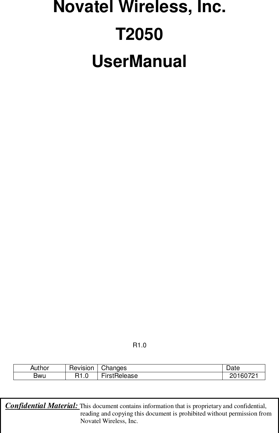 Novatel Wireless NWT2050 HEL-CERT171100488 User Manual T2050 x
