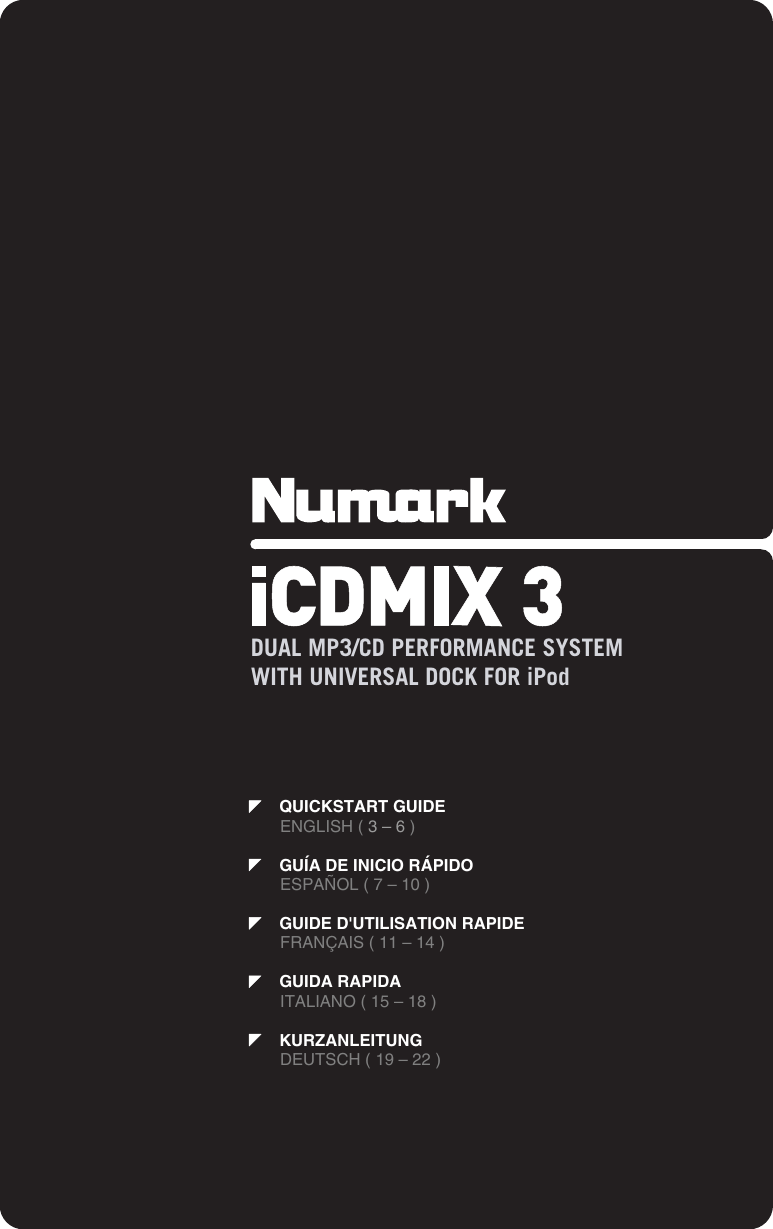 Numark Icdmix 3 Quick Start Guide Quickstart V1.0