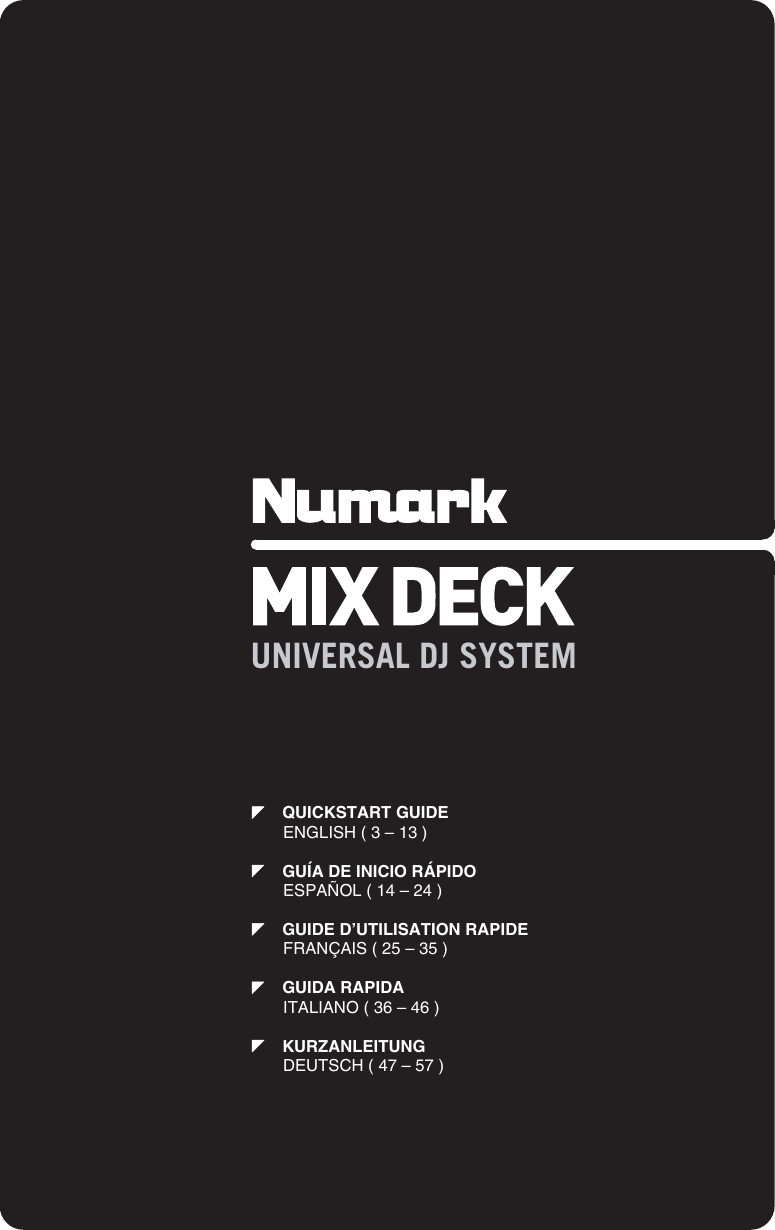 Numark Mixdeck Traktor Quick Start Guide Quickstart V1.6