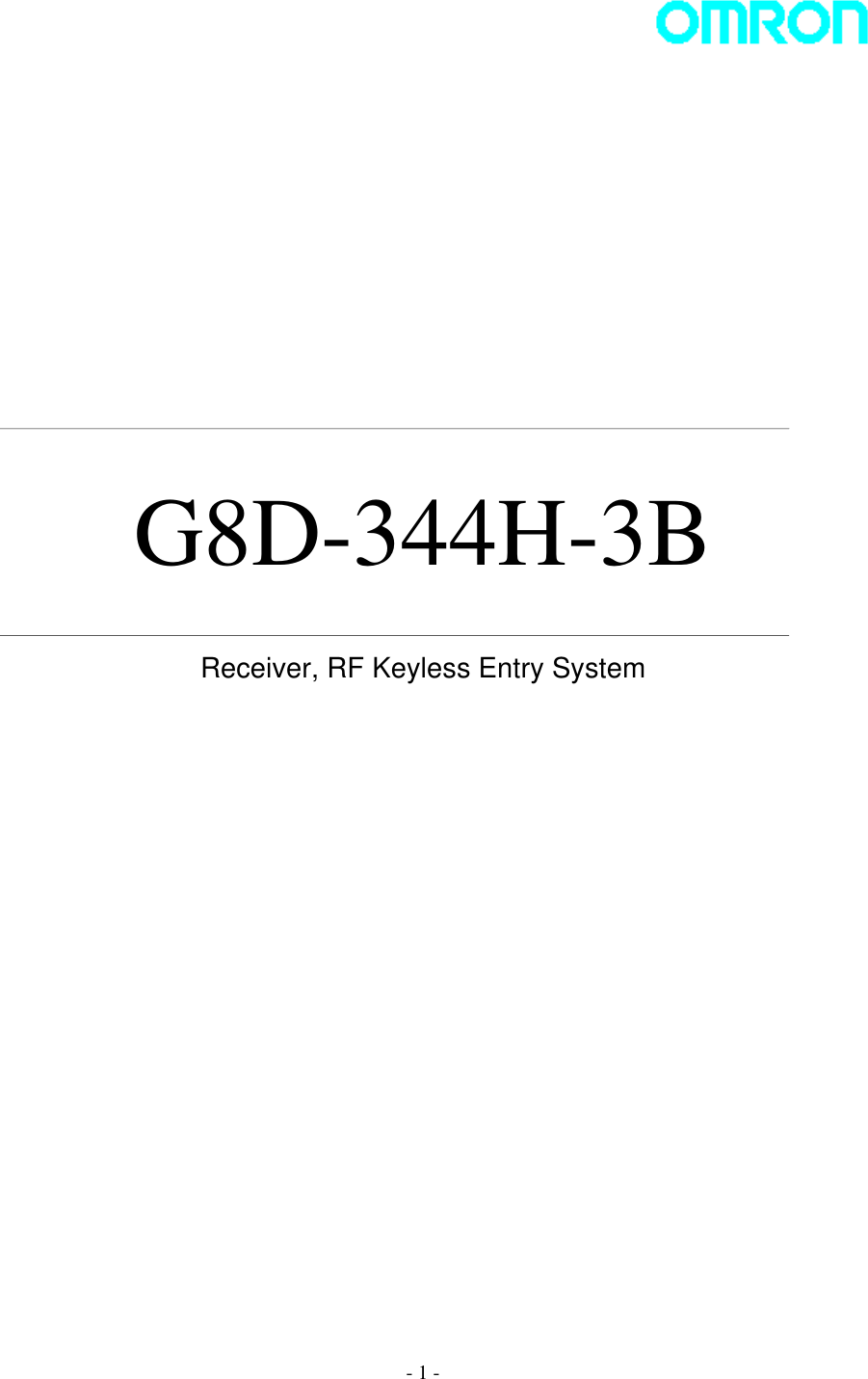 OMRON Automotive Electronics G8D-344H-3B Keyless Entry System ...