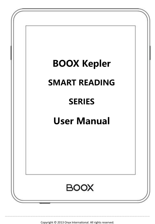 ONYX KEPLER E-reader User Manual
