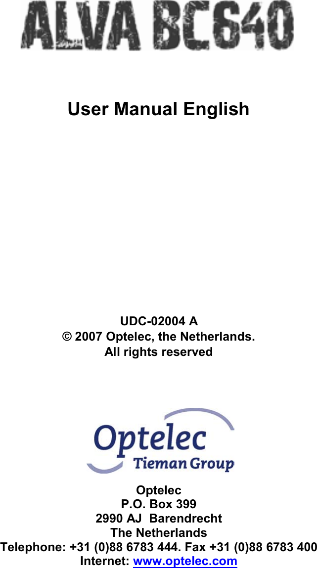 Olec ALVA-BC640 ALVA BC640 Braille Audio Feature Pack User Manual ALVA ...