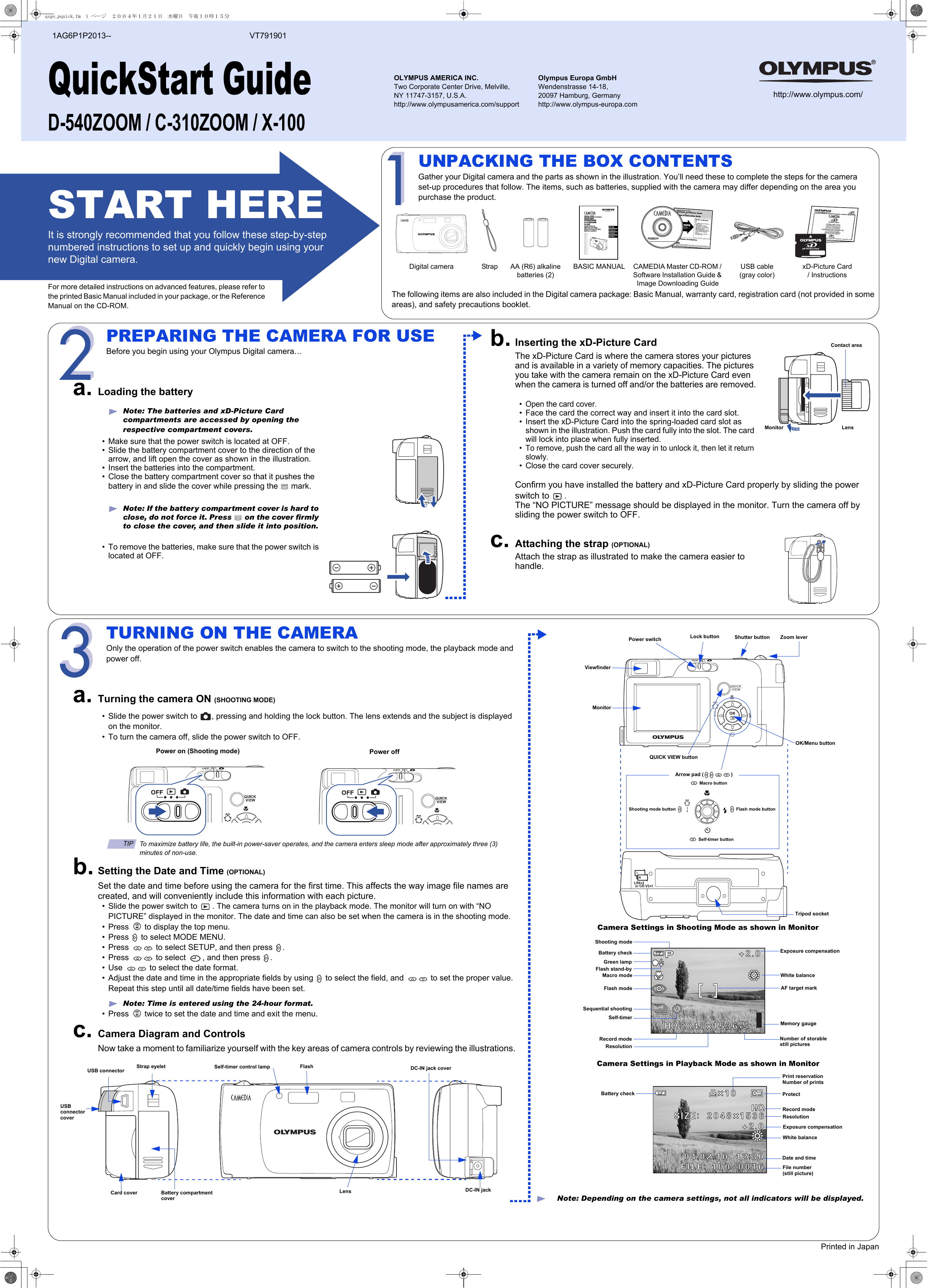 Olympus Camedia C 310 Zoom Quick Start Manual Qsge_pquick